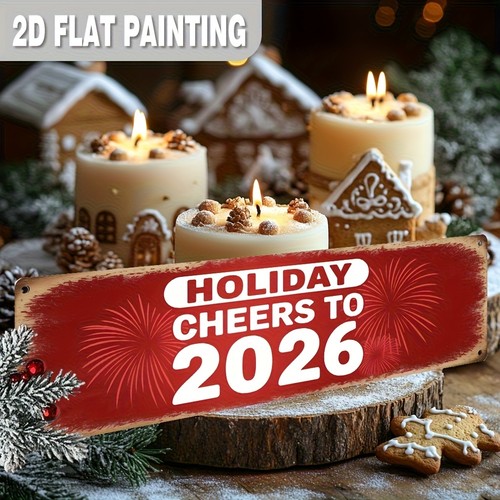 2D 1PC Large Retro 2026 Happy New Year Wall Sign Red Decor Home Family ...