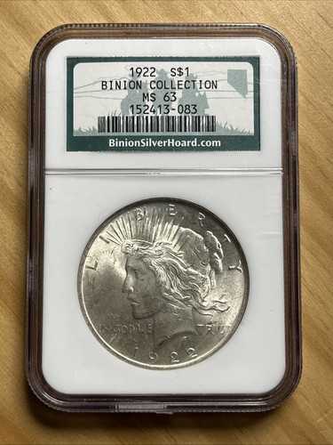 MS63 1922 Peace Dollar Binion Silver Hoard - NGC | eBay
