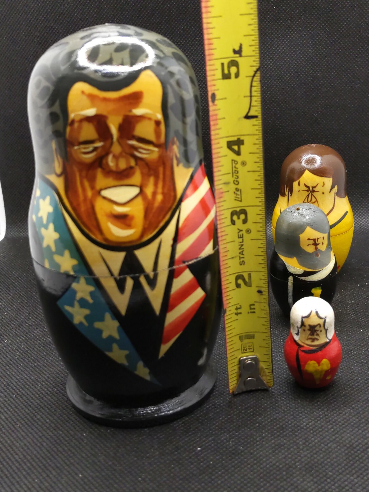 VINTAGE political WOOD NESTING DOLLS authentic model PRESIDENTS 5pc ...