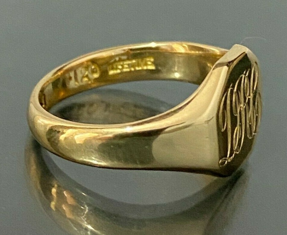 18K Yellow Gold "DRC" Initial Signet Ring Size R 1/2 - 8 7/8 | eBay
