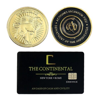 Cosplay Continental Hotel Card Adjudicator Black Medal John Wick Gold ...