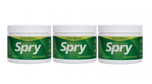 3 x Spry Xylitol Chewing Gum Spearmint 100 Pieces Dental Defense 300 ...
