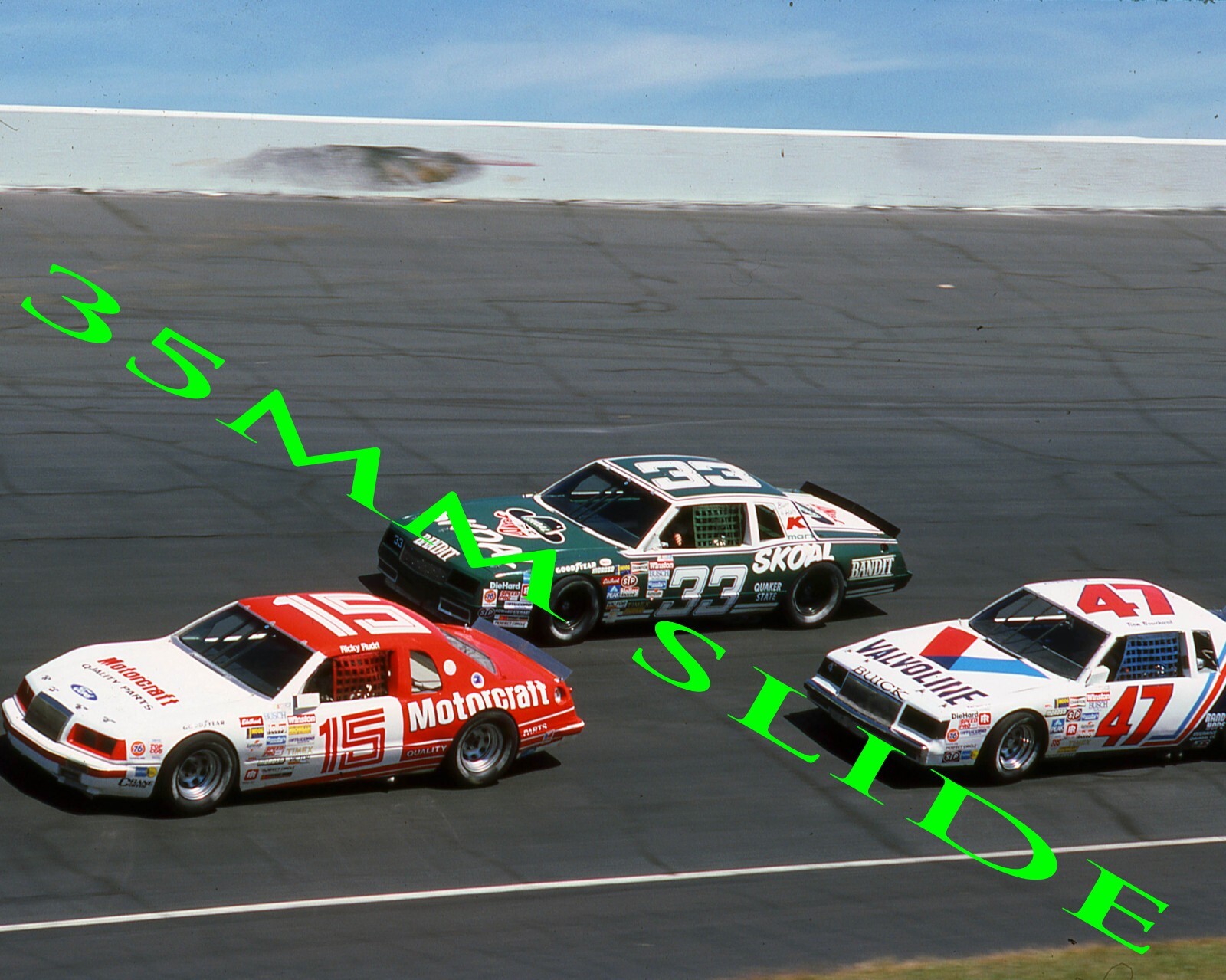 35MM ORIGINAL SLIDE - RICKY RUDD, HARRY GANT & RON BOUCHARD 1985 NASCAR ...