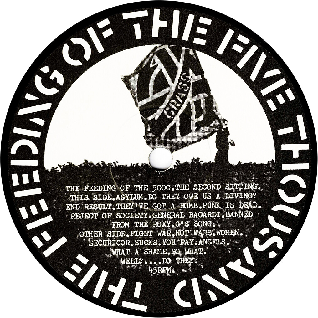 Crass. Repro record label stickers. Feeding Of The 5000. Crass Records ...