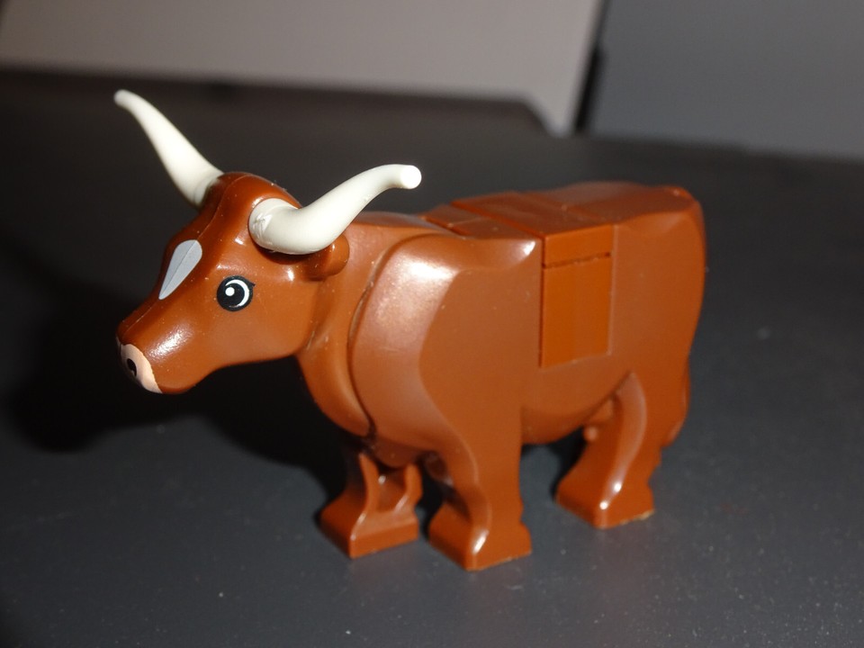 LEGO REDDISH BROWN COW Minifig Farm Figure Cattle Animal Minifigure ...