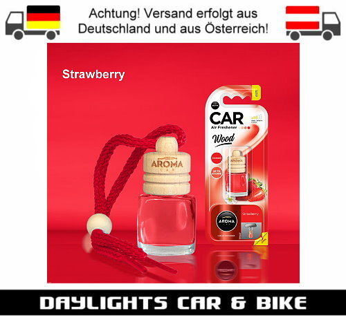 AROMA AUTO LUFTERFRISCHER WOOD LITTLE BOTTLE AUTODUFT STRAWBERRY CAR ...
