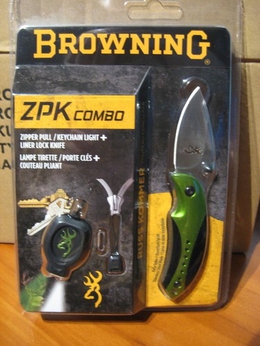 Browning ZPK Combo Liner Lock Folding Knife & Key Chain Zipper Pull ...