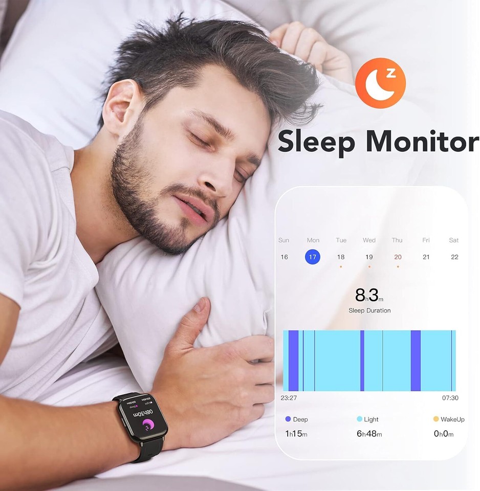 Waterproof Smartwatch Android/iOS Fitness Heart Rate Monitor for ...