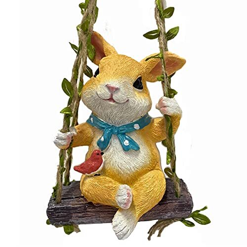 Rabbit Statue for Garden,Hanging on Tree Branch Statue Outdoor Rabbit ...