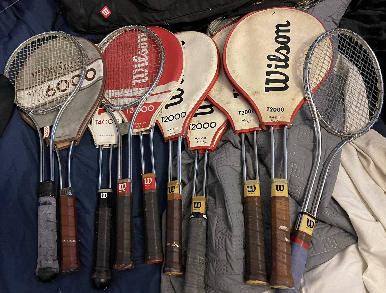 Vintage Wilson T2000 Tennis Racket Racquets W/ Cover Connors Lot Of 10 ...