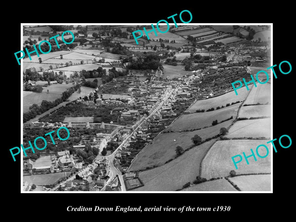 OLD 8x6 HISTORIC PHOTO OF CREDITON DEVON ENGLAND AERIAL VIEW OF TOWN ...