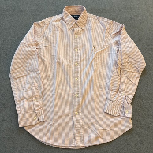 Polo Ralph Lauren Pink Striped Flesh Pony Button Down Oxford Shirt M ...
