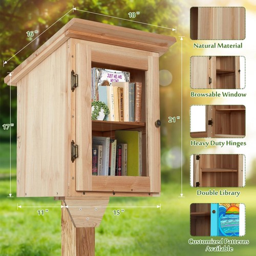 Ecoaterui Little Library Box Outdoor Free Library - Double Little ...