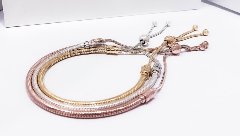 PANDORA Rose Shine Gold Sliding Chain Charm Bracelet 569652C0 589652C0 ...