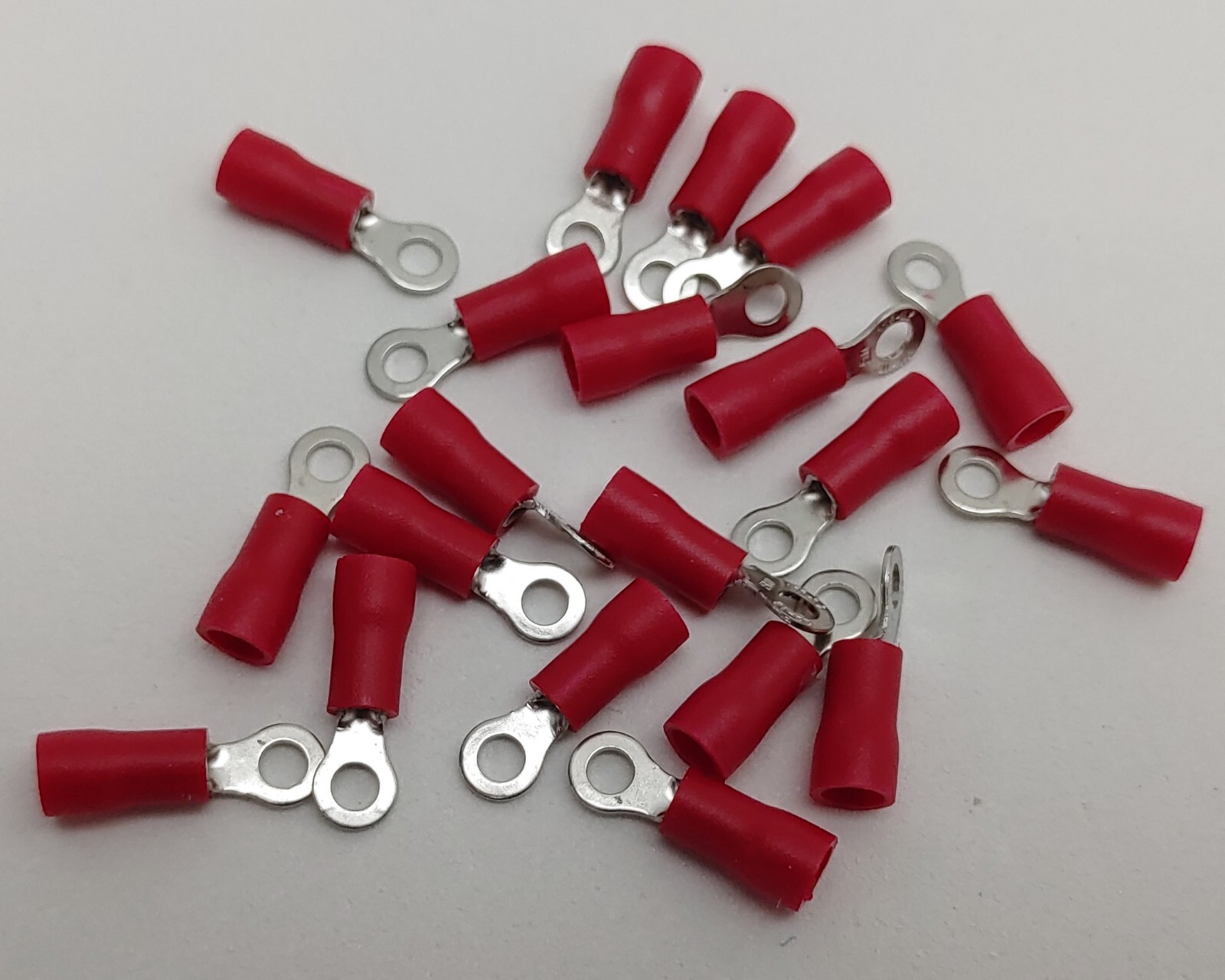 20x Red 22-16 AWG #4 Ring Terminal Wiring Wire Splice Crimp On Sleeved ...