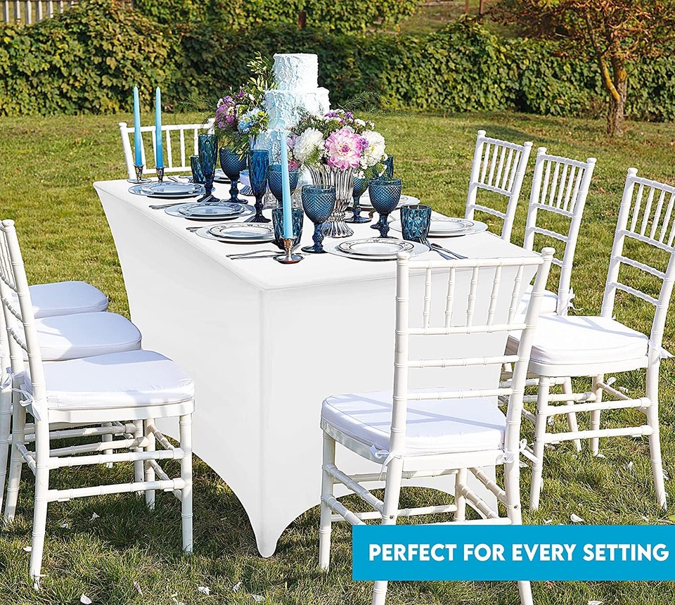 4FT, 6FT, 8FT Rectangular Stretch Tight Folding Table Cover Trestle ...