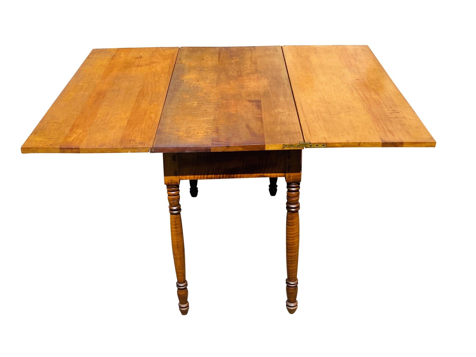 ANTIQUE COUNTRY PRIMITIVE TIGER MAPLE SHERATON DROP LEAF BAKERS TABLE ...
