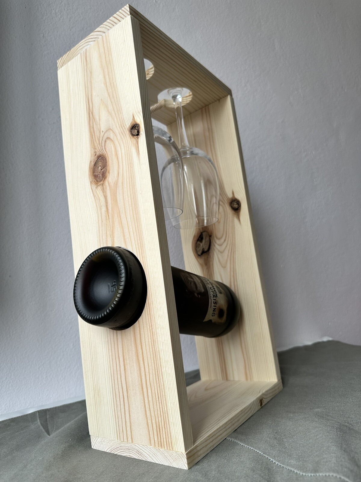 004 Wine bottle And Glass holder wood stand Gift. Handmade From ...