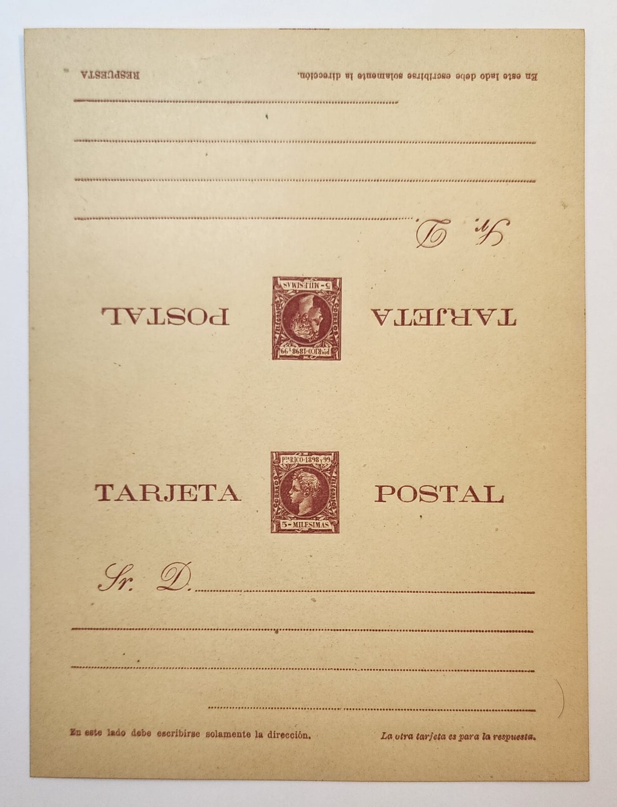 UNUSED DOUBLE POSTAL STATIONARY CARD / TARJETA POSTAL / PUERTO RICO ...