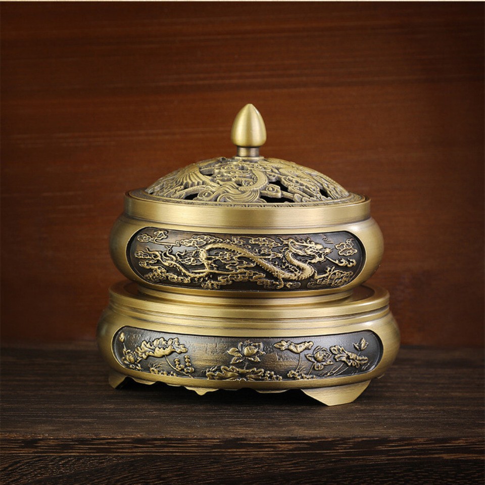 Brass Copper Display Stand Pedestal Carving Round Base Vase Pot Statue ...