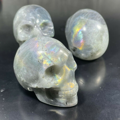 2.0“ Natural Labradorite Quartz SKull Crystal Spectrolite hand Carved ...