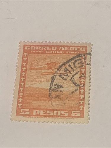 stamp correo aereo 5 pesos chile airplane cancelled (#3) | eBay