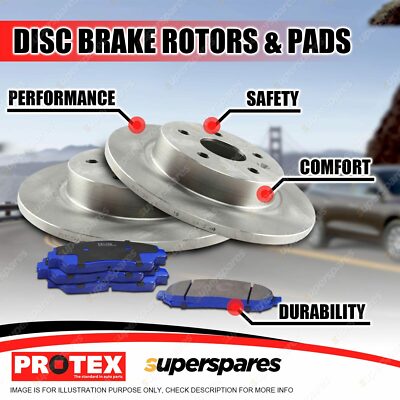 Protex Rear Brake Rotors + Blue Pads for Volkswagen Eos Golf V VI Jetta ...