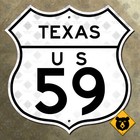 Texas US Route 59 highway road sign 1952 Houston Laredo Nacogdoches ...