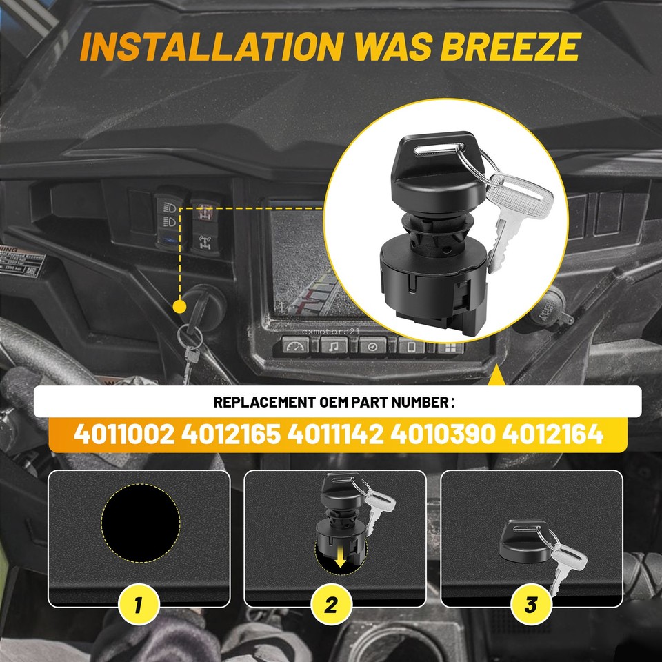 Ignition Key Switch 4012165 For Polaris Ranger Crew 500 570 700 800 900 ...