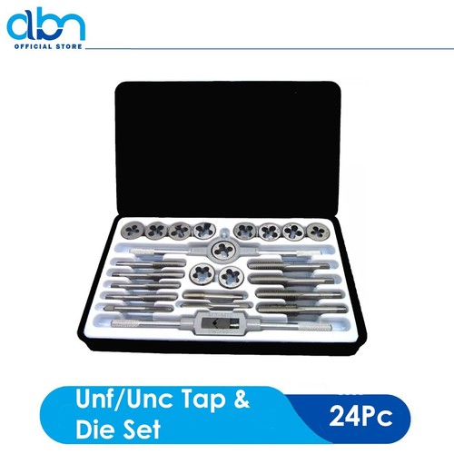 24 Piece UNF (AF) and UNC Tap and Die Set Imperial With Metal Storage ...