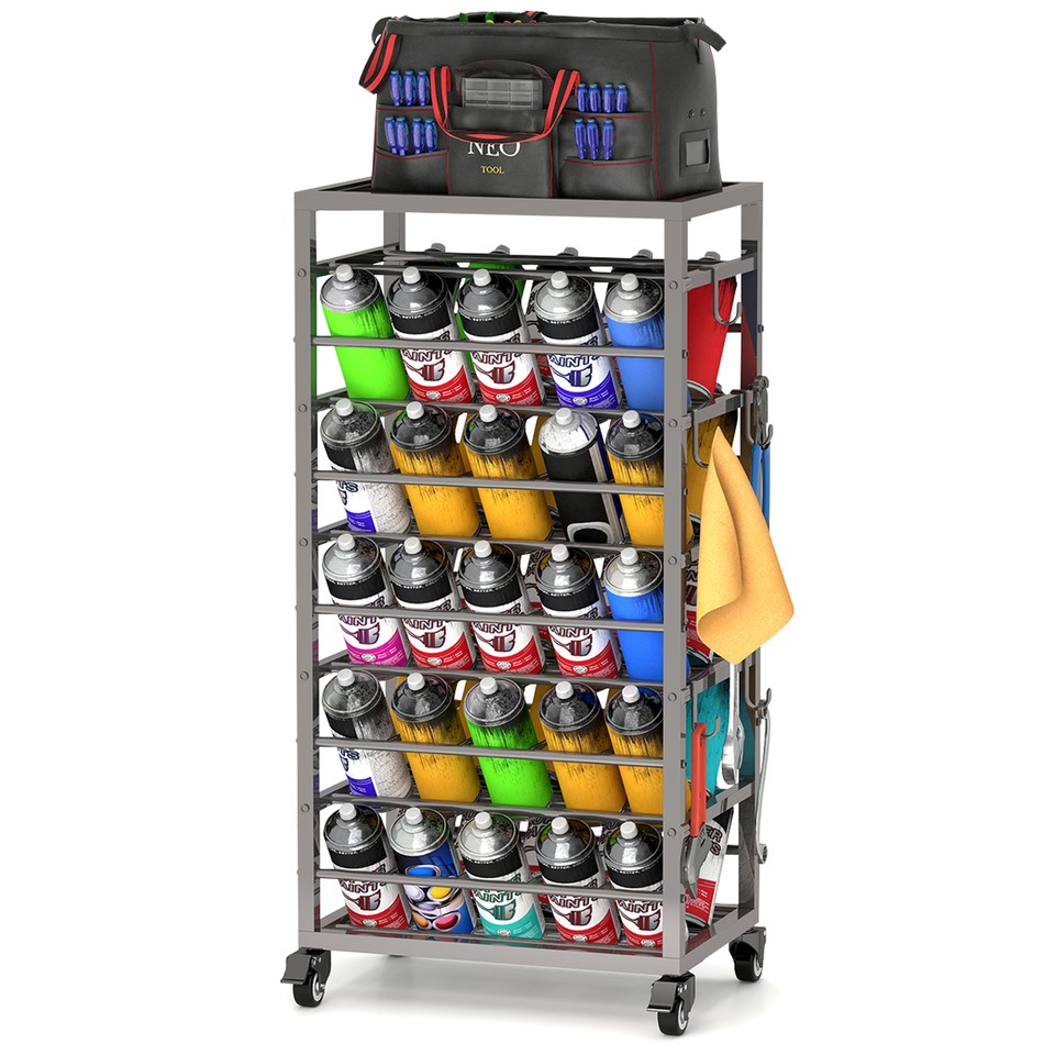 50 Can Black Spray Paint Cart Metal Lube Can Aerosol Can Holder Paint ...