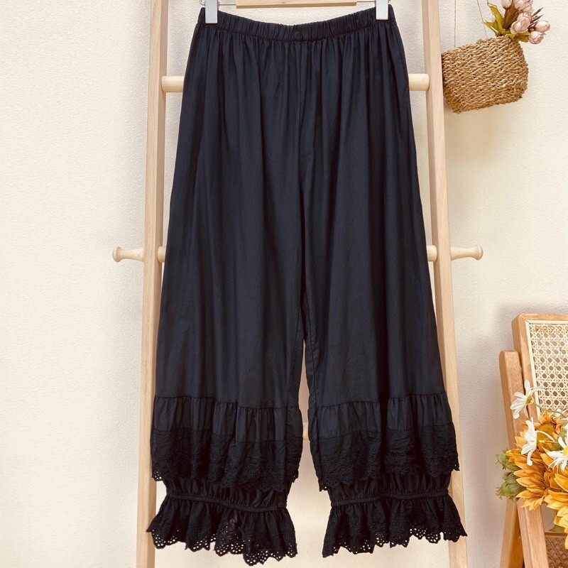 Japanese women Mori girl sweet embroidery wide-leg pants casual ...