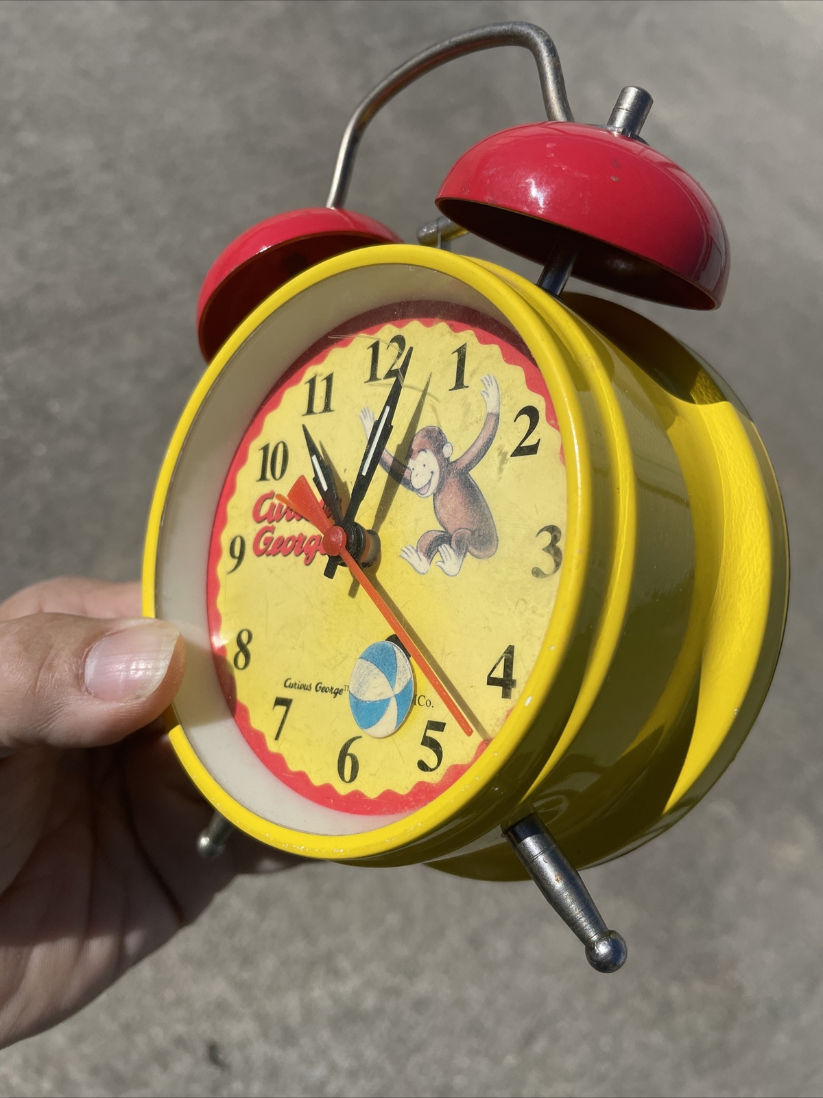 Vintage alarm clock Curious George Adventures TWIN BELL Ball Moves CUTE ...