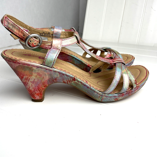 Women's Born Crown Myndy Turqouise Metallic Ankle Strap Sandals Heels ...