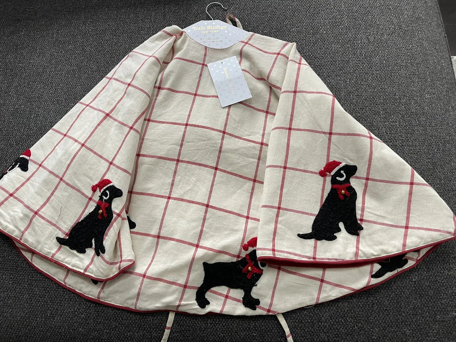 Isaac Mizrahi Plaid Red Dog Christmas Tree Skirt 52” Couvre-pied Jingle ...