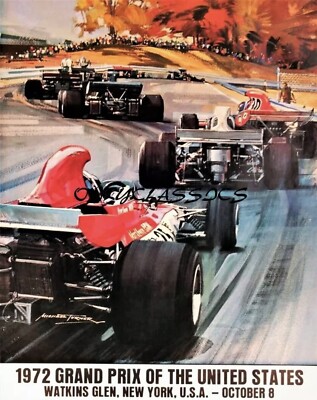 1972 GRAND PRIX OF THE UNITED STATES WATKINS GLEN 20x28 POSTER AUTO ...