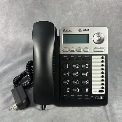 AT&T ML17929 2-Line Corded Telephone, Black W/ Power Cord And Stand ...