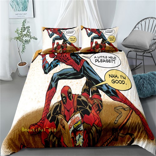 Linen 3D Book Deadpool Single/Double/Queen/King Bed Quilt Duvet Doona ...