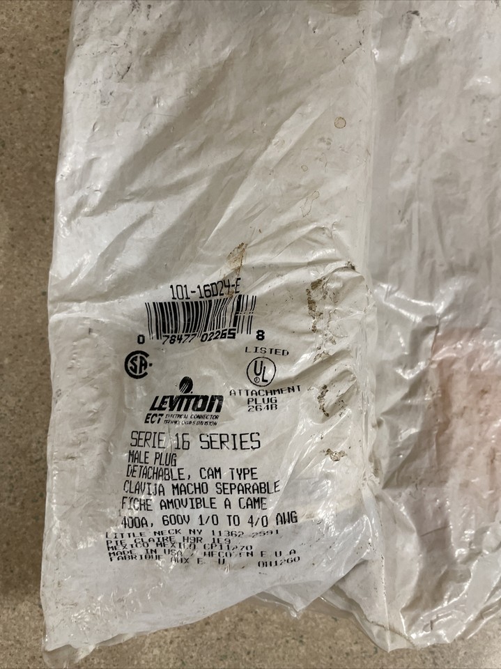 LEVITON 101-16D24-E 16 Series Male detachable Cam style Plug kit New ...
