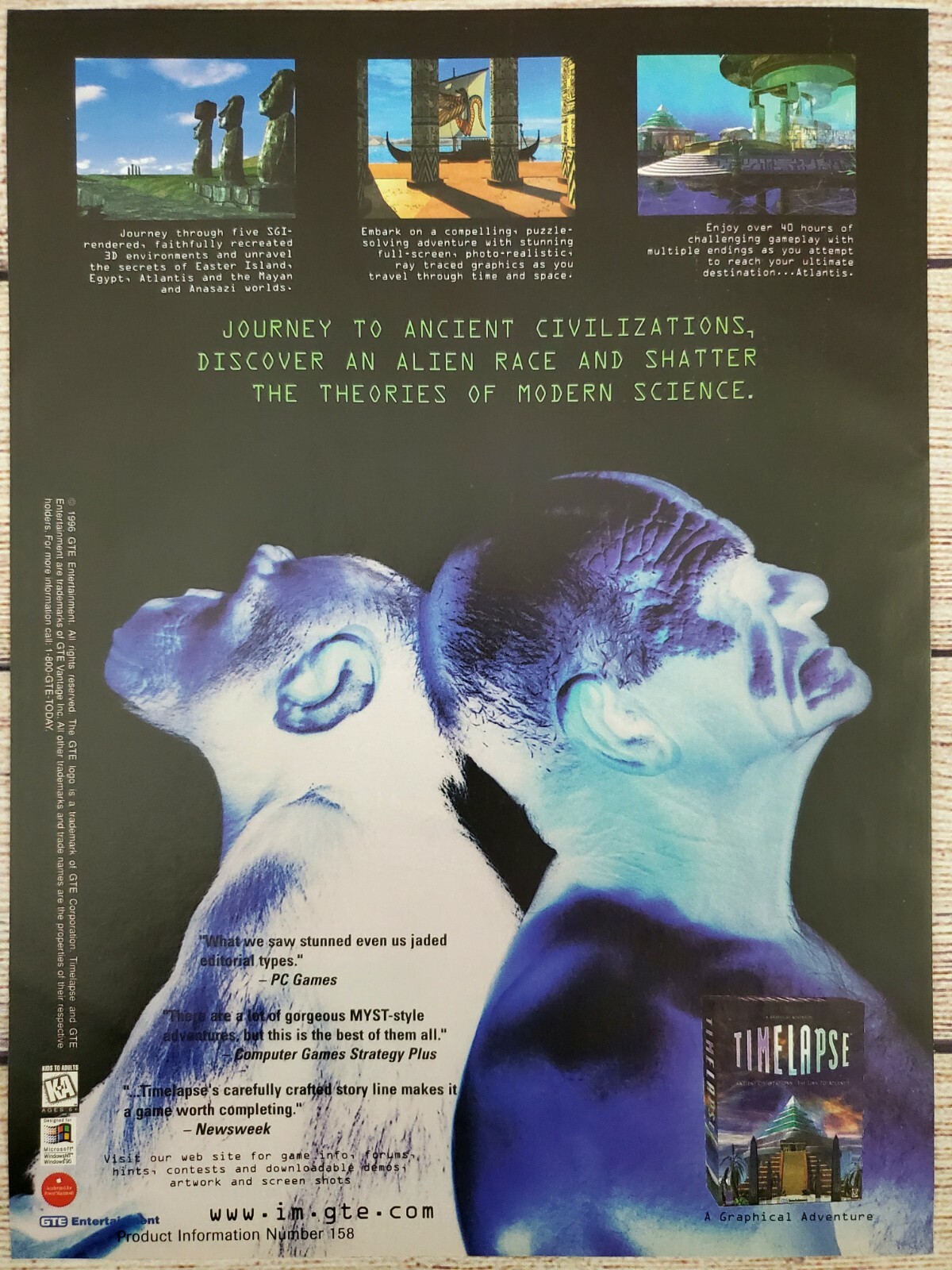 Timelapse PC 1996 Game Big Box Promotional Magazine Ad Art Print Poster ...