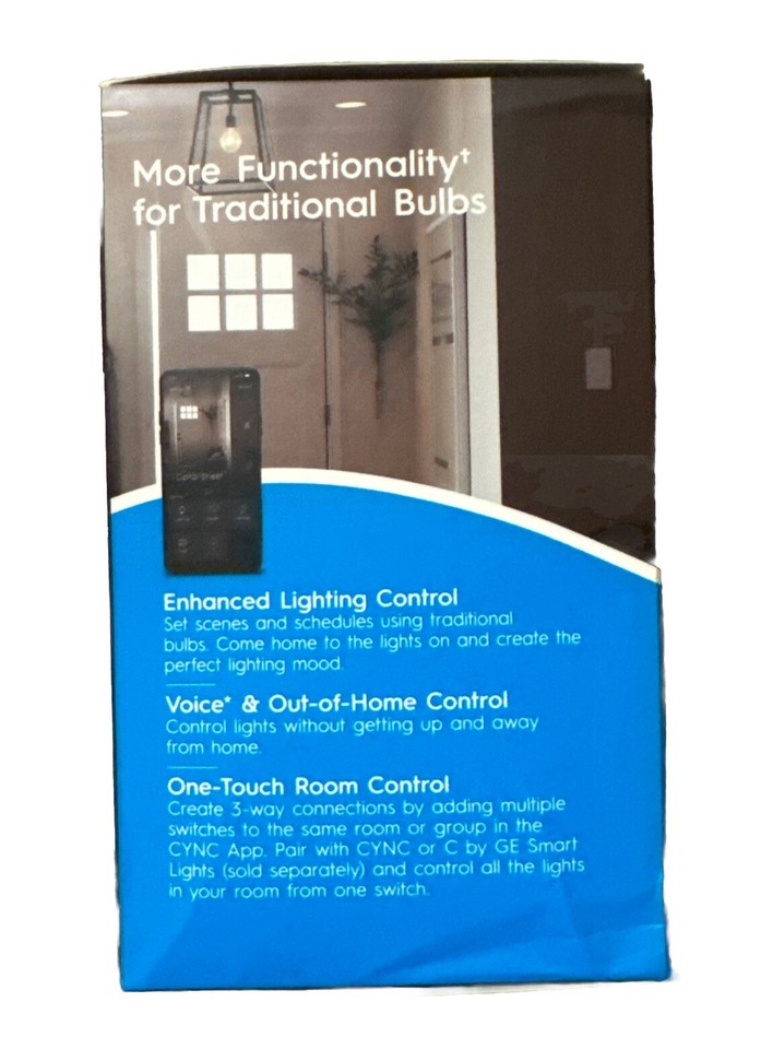 GE CYNC On/ Off Paddle Style Smart Switch (Works w/ Alexa and Google ...