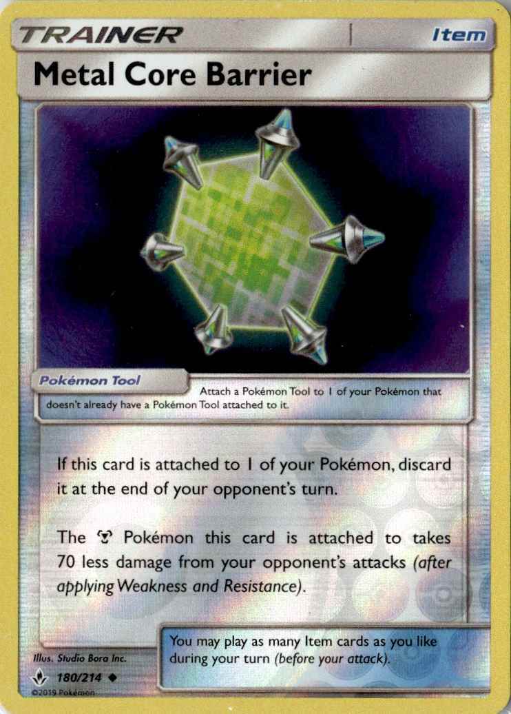 2019 SUN & MOON UNIFIED MINDS METAL CORE BARRIER 180/214 REVERSE HOLO ...