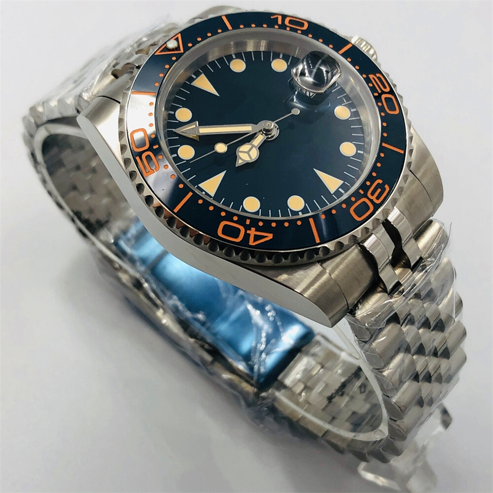 40mm sterile blue dial GMT Ceramic Bezel sapphire crystal automatic men ...