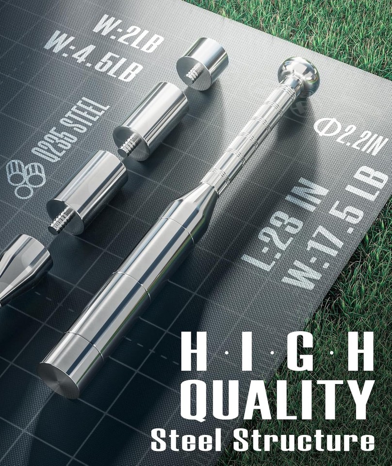 Adjustable Macebell Clubbell for Strength Training, 6/8-in-1 Premium ...