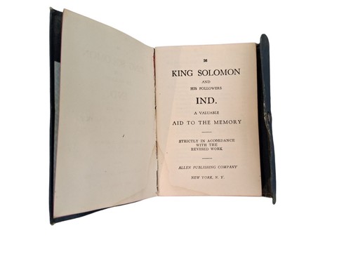 King Solomon and His Followers a Valuable Aid To The Memory Book IND | eBay