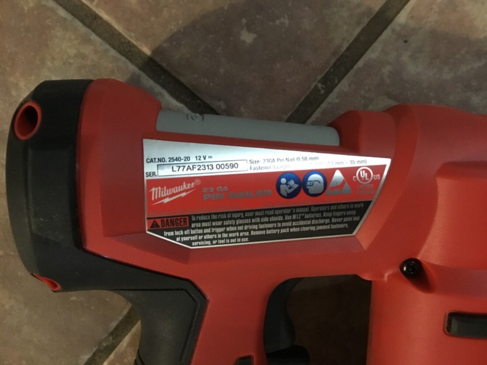 Milwaukee pin nailer M 12 23 gauge tool only | eBay