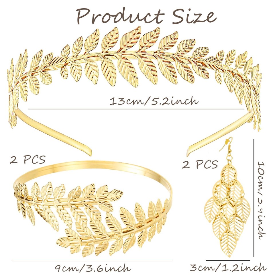 5 PCS Greek Goddess Costume Accessories Goddess Leaf Set Headpiece Prop ...