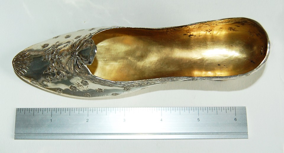 Antique SILVER SLIPPER SHOE - Miniature, 6.5 inches, Continental Silver ...