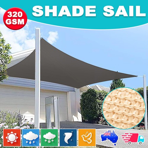 Sun Shade Sail Shade Cloth Rectangle Triangle Heavy Duty 98% UV Block ...
