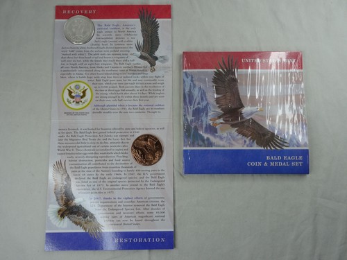 2008-P Bald Eagle Commemorative Silver Dollar Coin & Medal Set US Mint ...